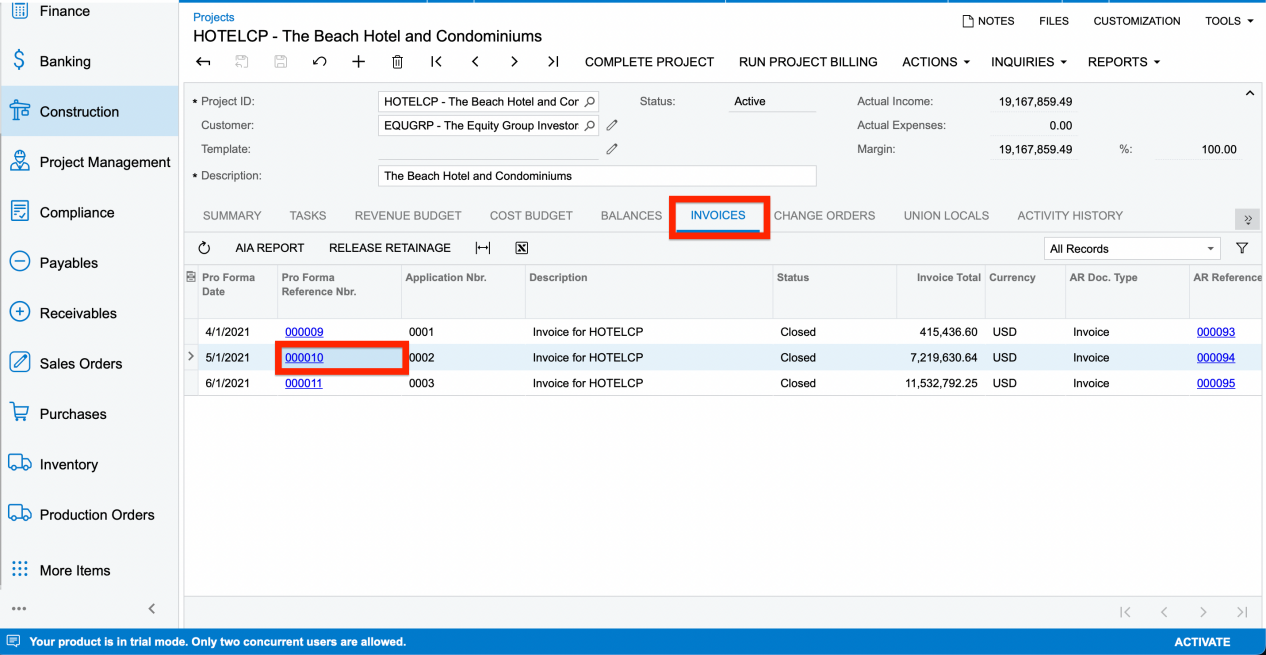 How to make corrections of amounts in Pro Forma Invoices in Acumatica ...