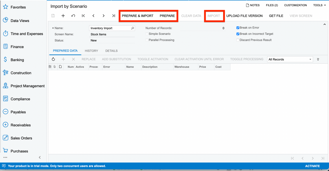 How to add multiple vendors for stock item on Import Scenarios in Acumatica? - GerminIT Innovation