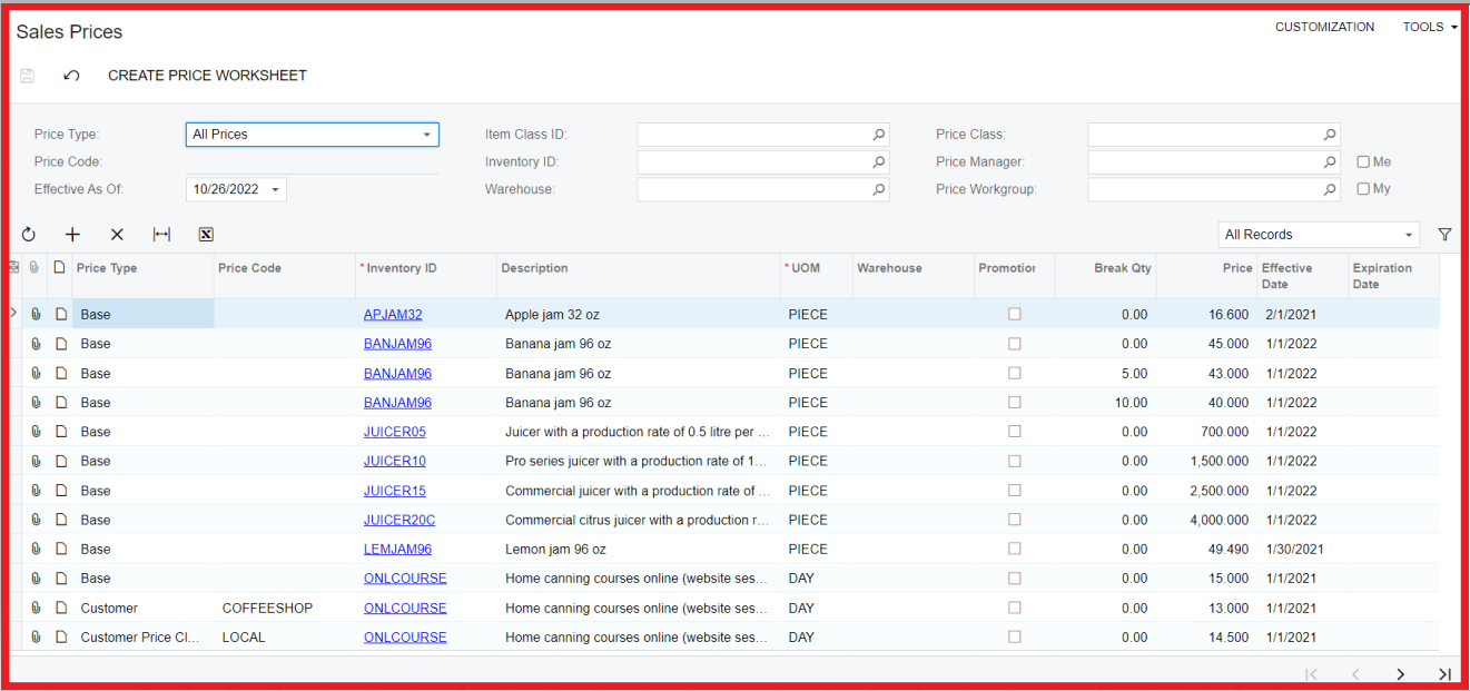 How to view an item’s Base Price in Acumatica? - GerminIT Innovation