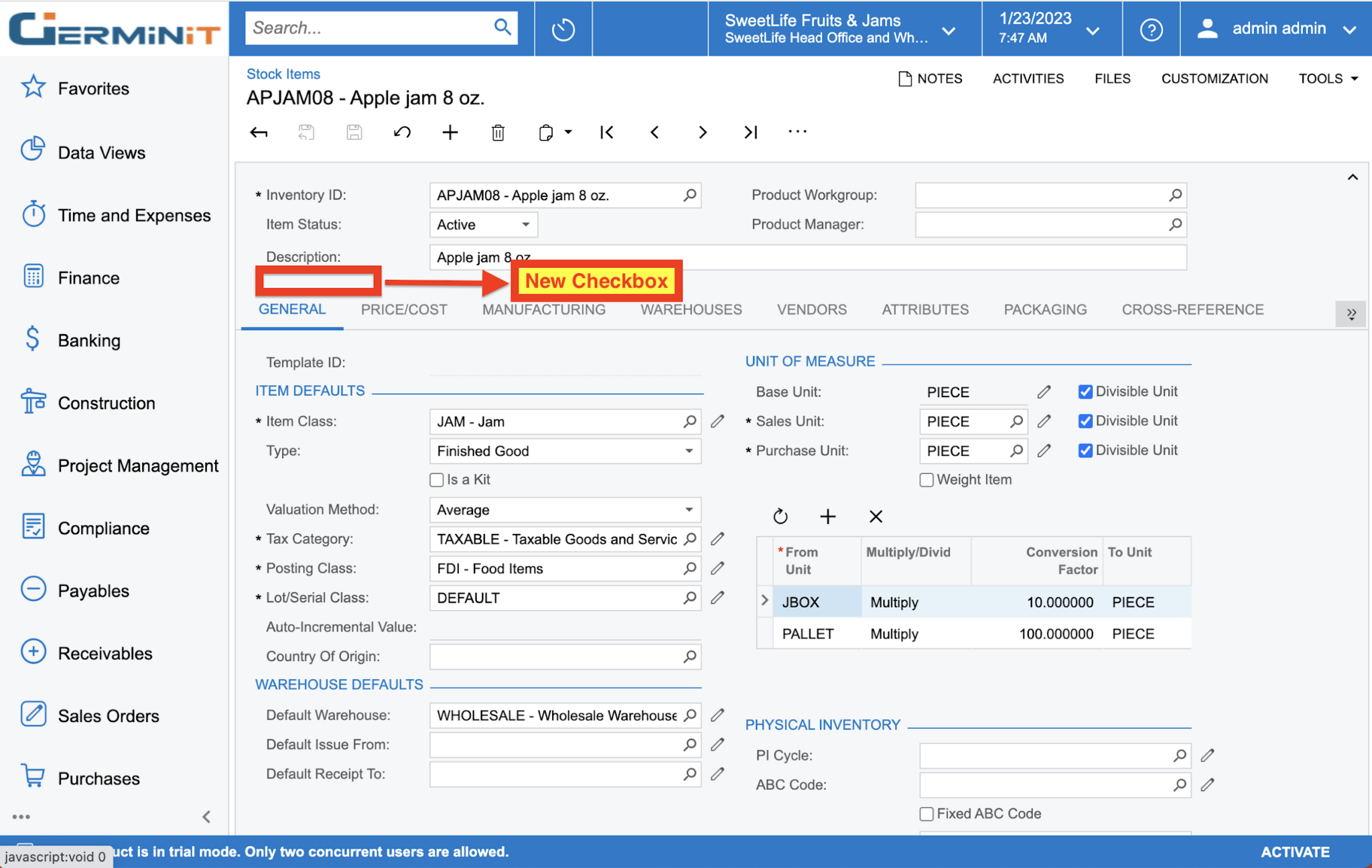 Acumatica Tips: How to add a new checkbox in Acumatica? - GerminIT Innovation