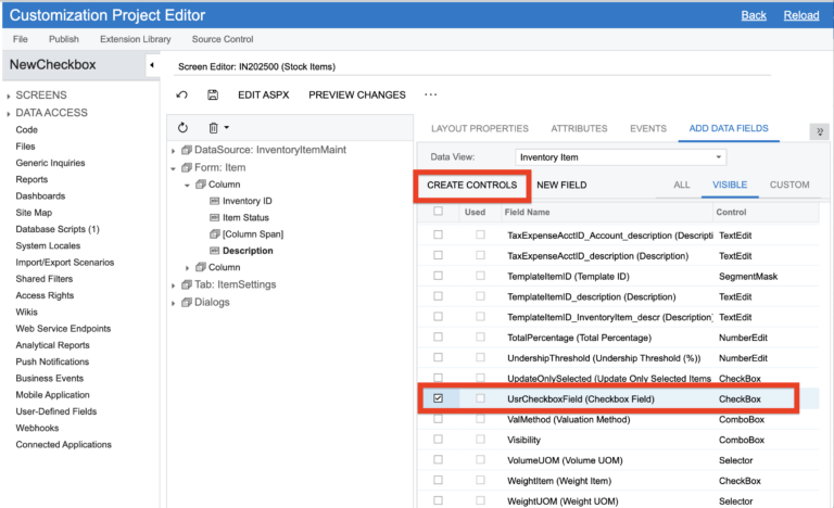 Acumatica Tips How To Add A New Checkbox In Acumatica Germinit Innovation