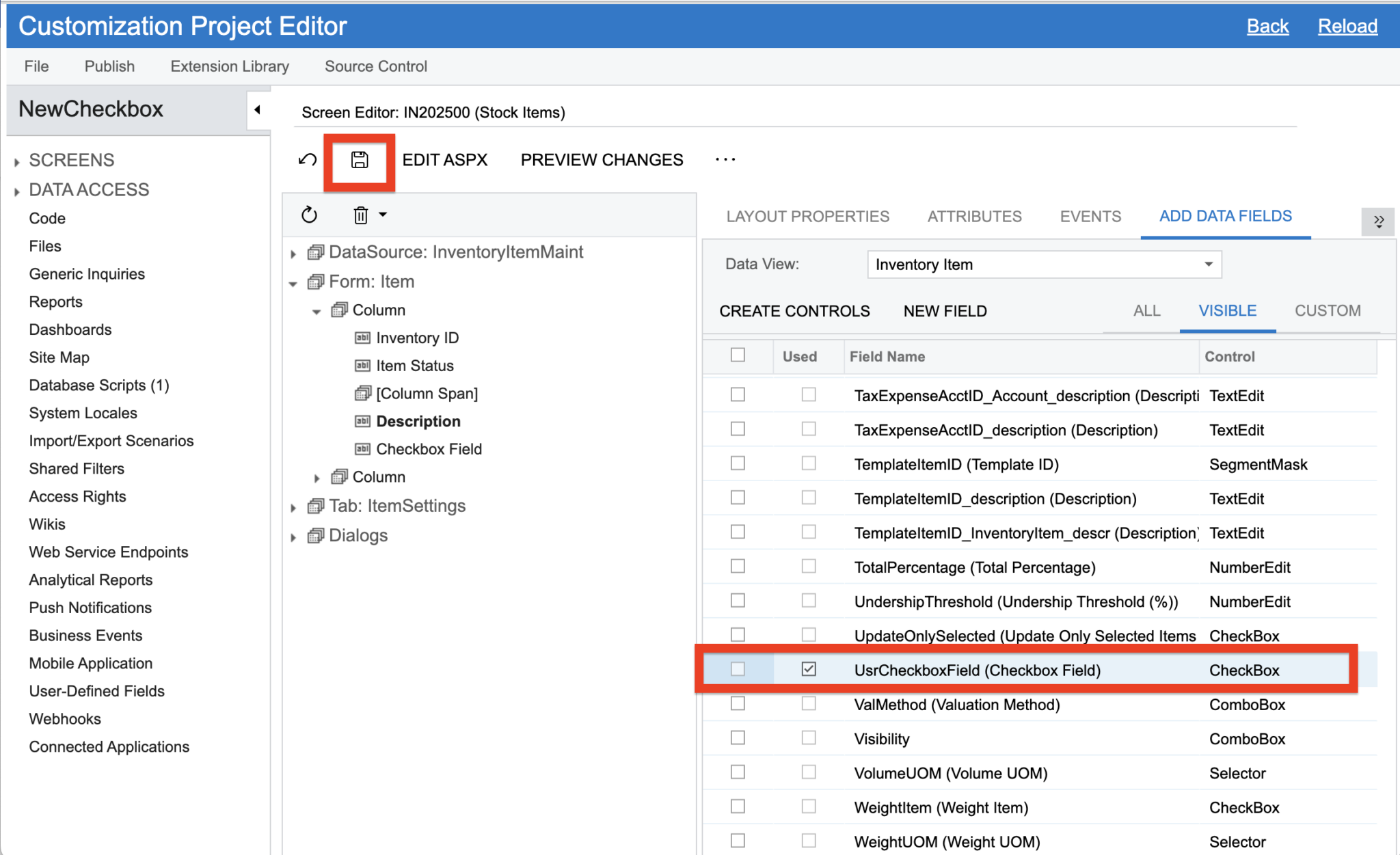 Acumatica Tips How To Add A New Checkbox In Acumatica Germinit Innovation