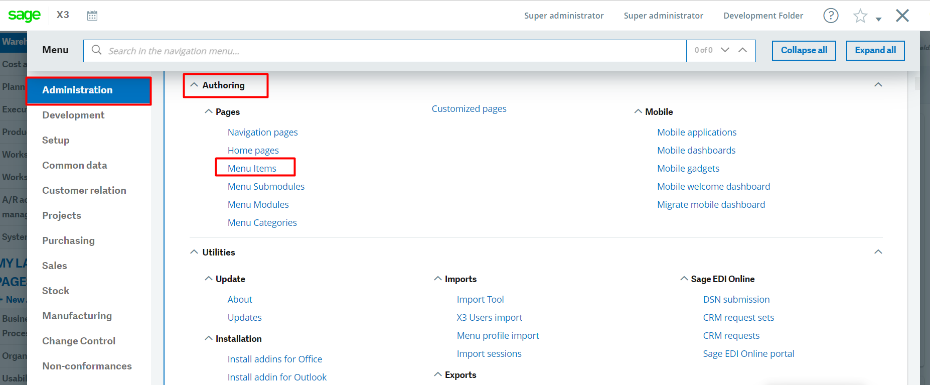 How to translate Menu item text in Sage X3 V12? - GerminIT Innovation
