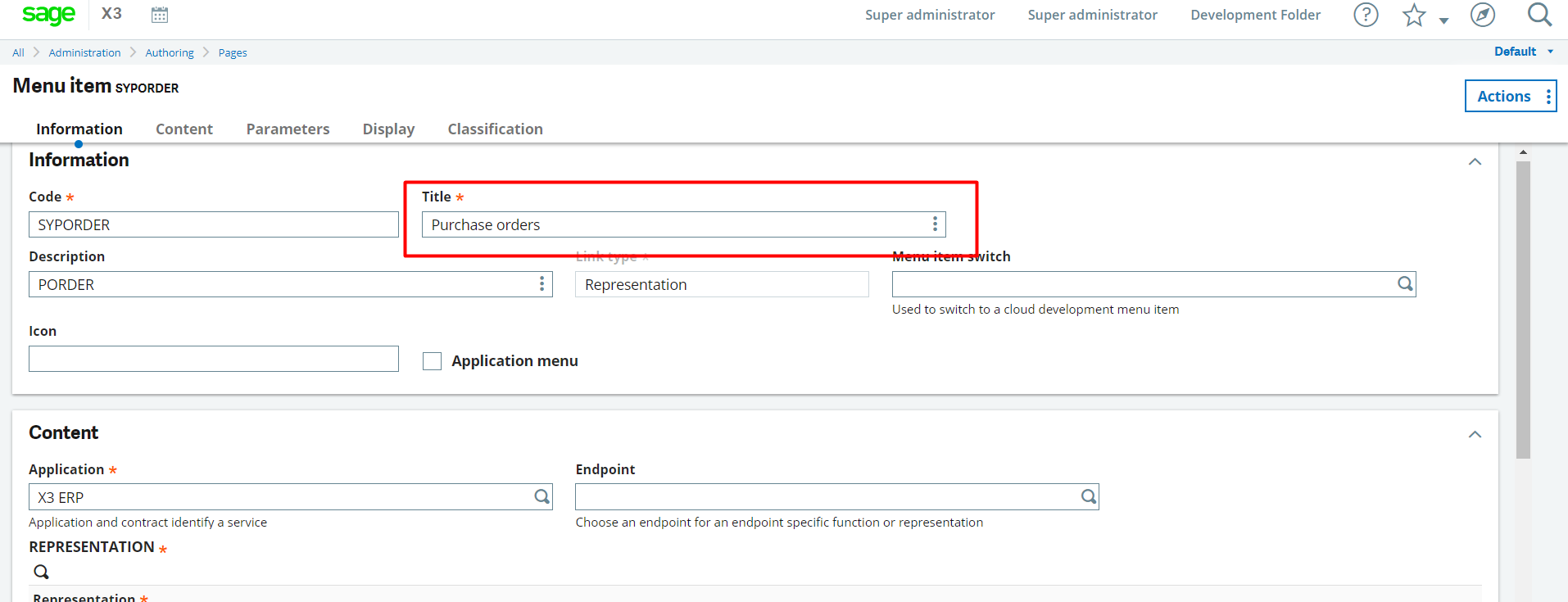 How to translate Menu item text in Sage X3 V12? - Germinit