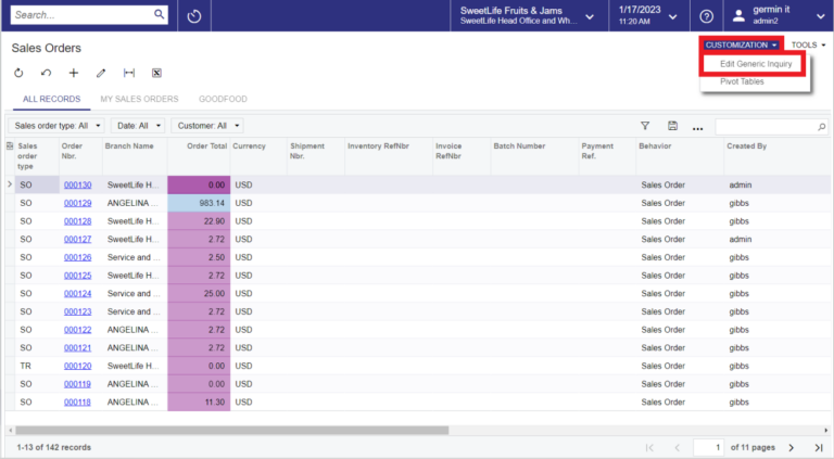 Learn How to add a side panel from a generic inquiry in Acumatica - GerminIT Innovation