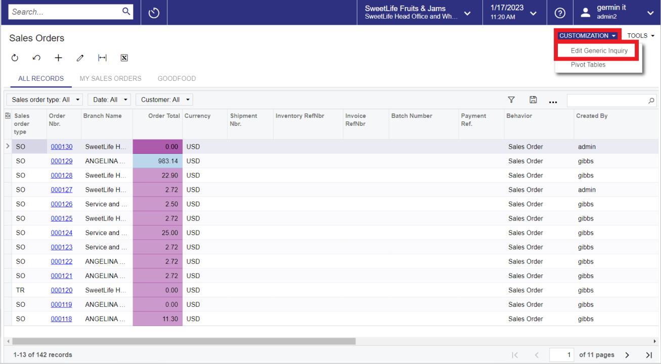 Learn How to add a side panel from a generic inquiry in Acumatica - GerminIT Innovation