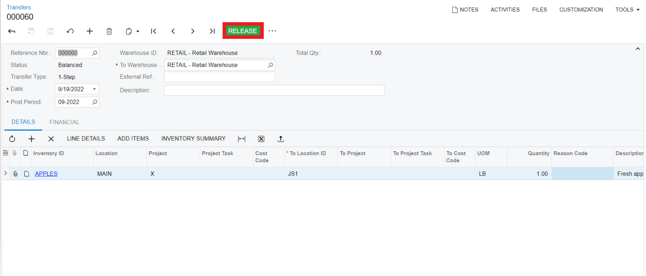 Acumatica Warehouse Item Transfer: Step-by-Step Guide - GerminIT Innovation