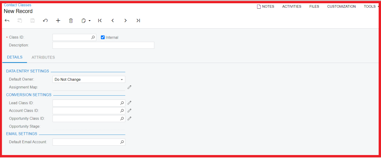 How to create a contact class in Acumatica ERP - Germinit
